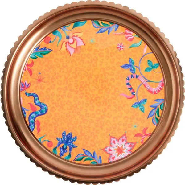 ZSA ZSA ZSU Nanpur Patterned Round Metal Decorative Tray 7x7 - Orange