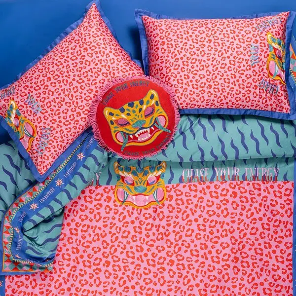ZSA ZSA ZSU Lahor Bold Maximalist 300 Tc Cotton Sateen Oversized Duvet Set - Pink