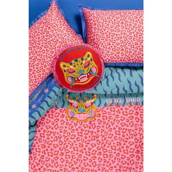 ZSA ZSA ZSU Lahor Bold Maximalist 300 Tc Cotton Sateen Oversized Duvet Set - Pink