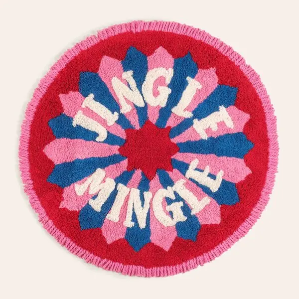 ZSA ZSA ZSU Punjab 100% Cotton Bath Mat 28 In Jingle - Red