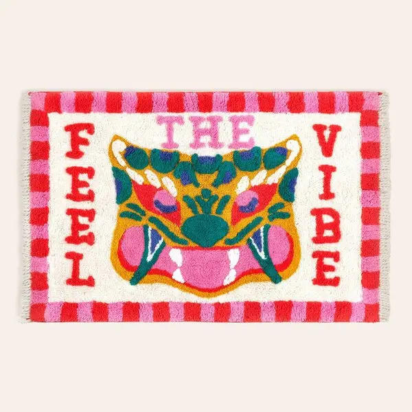 ZSA ZSA ZSU Punjab Tasseled 100% Cotton Bath Mat 24x35 In Vibe - Red