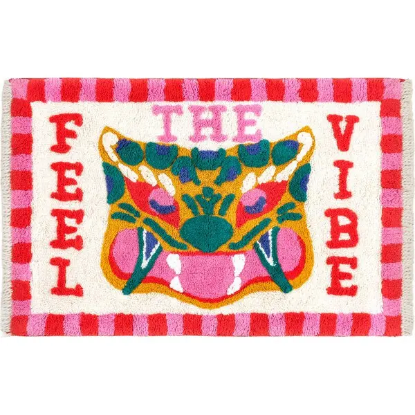 ZSA ZSA ZSU Punjab Tasseled 100% Cotton Bath Mat 24x35 In Vibe - Red