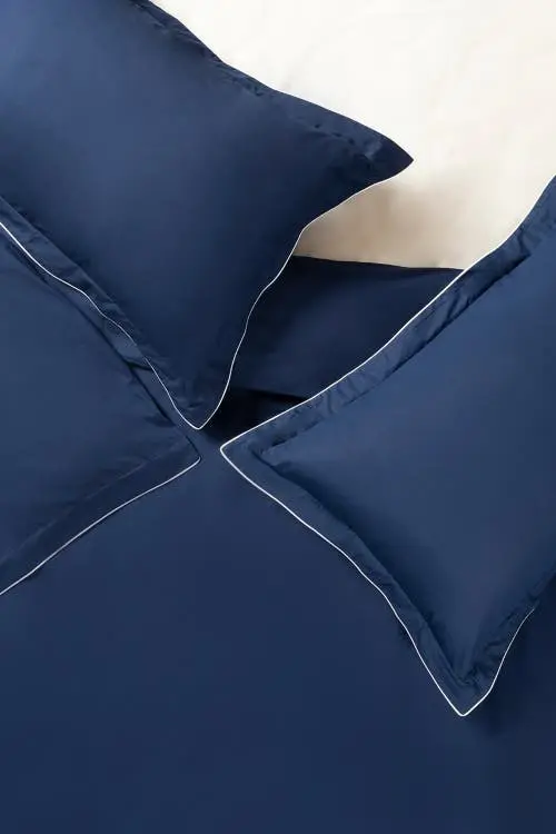 ZSA ZSA ZSU Brito Piping Cotton Percale Duvet Cover Set - Navy