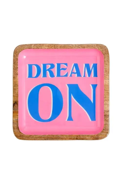 ZSA ZSA ZSU Lakri Mango Wood Tray 8x8 - Pink