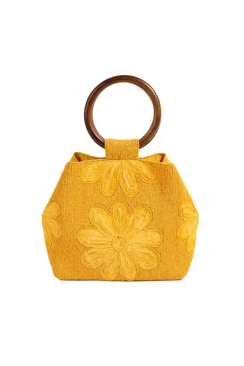 ZSA ZSA ZSU Delhi Raffia Cotton Tote Bag - Orange