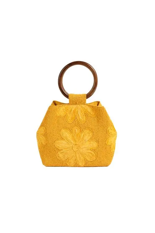 ZSA ZSA ZSU Delhi Raffia Cotton Tote Bag - Orange