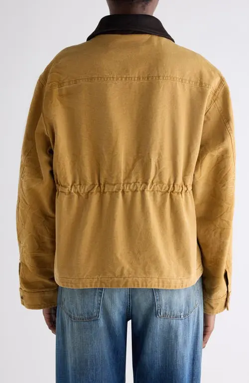 Acne Studios Canvas Work Jacket With Leather Collar - Rust Brown