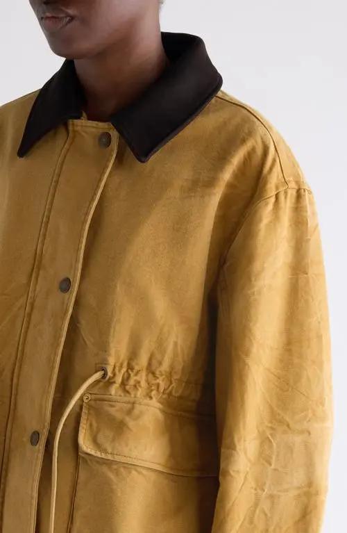Acne Studios Canvas Work Jacket With Leather Collar - Rust Brown