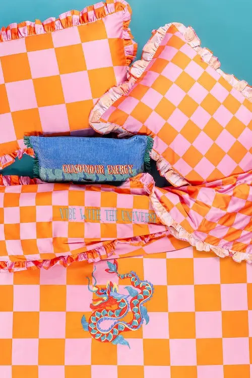 ZSA ZSA ZSU Lahor Bold Printed Cotton Sateen Duvet Cover Set - Orange