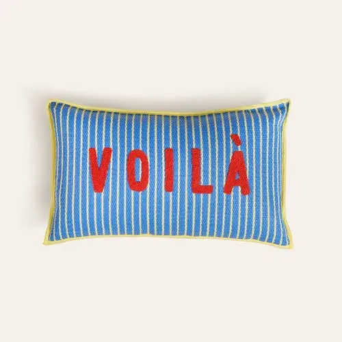 ZSA ZSA ZSU Rajpath Embroidery Polypropylene Cushion 12x20 - Blue