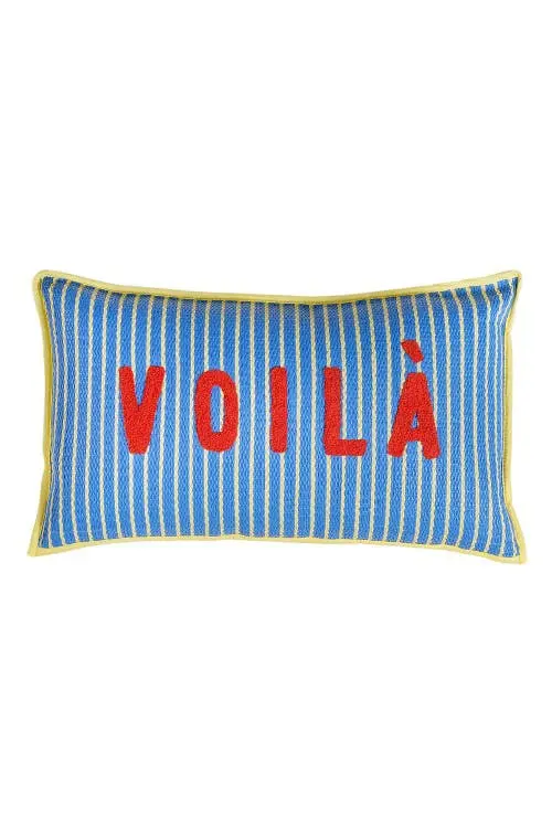 ZSA ZSA ZSU Rajpath Embroidery Polypropylene Cushion 12x20 - Blue