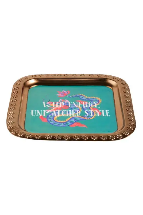 ZSA ZSA ZSU Nanpur Patterned Square Metal Decorative Tray Energy 11x11