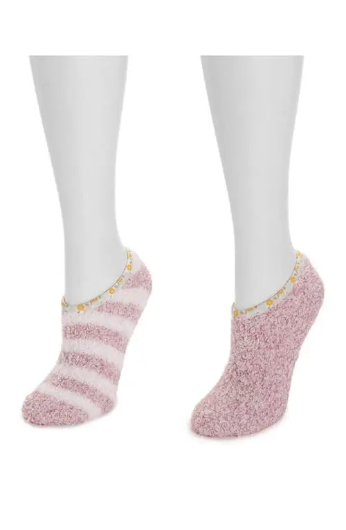 MUK LUKS Cozie Footie Socks Assorted 2-pack - Pink