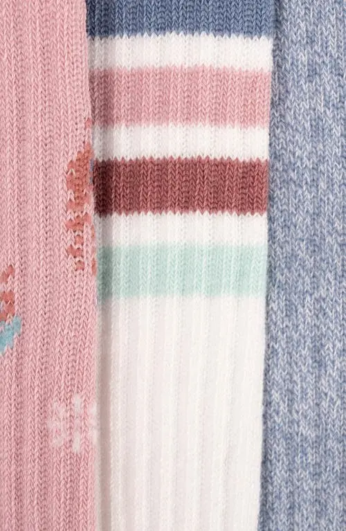 MUK LUKS Assorted Cotton-blend Compression Knee High Socks 3 Pack - Blush/blue