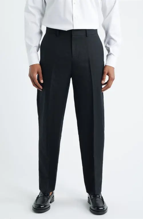 OPEN EDIT Linen Blend Tapered Leg Trousers - Black