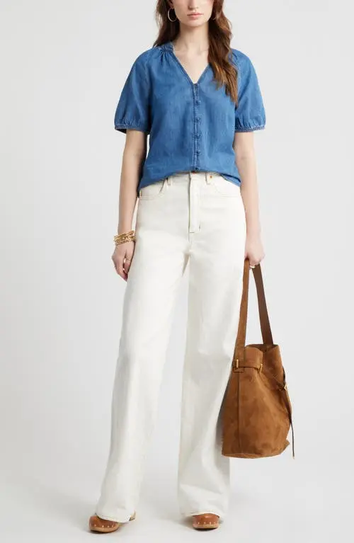 Treasure & Bond V-neck Chambray Top