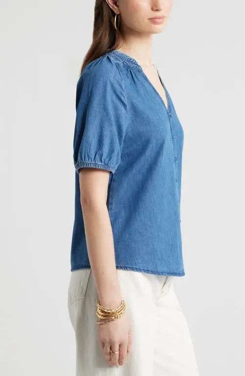 Treasure & Bond V-neck Chambray Top