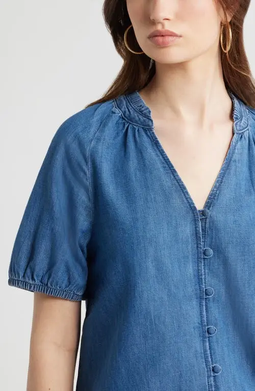Treasure & Bond V-neck Chambray Top
