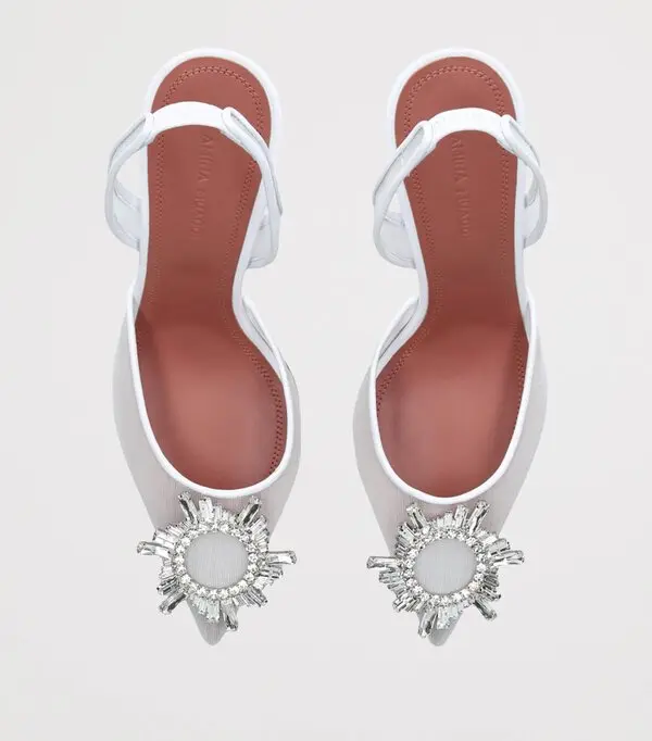 Amina Muaddi Mesh Begum 95 Slingback Pumps - White