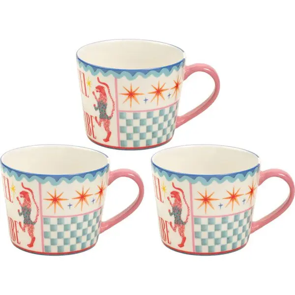 ZSA ZSA ZSU Luohu Porcelain Feel Vibe Mug 12 Oz Set Of 3 - Pink