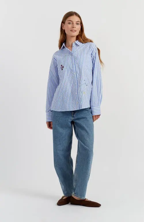 Chinti & Parker Cotton Oxford Striped Floral Shirt