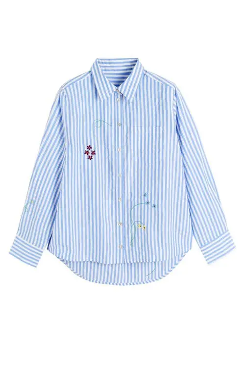 Chinti & Parker Cotton Oxford Striped Floral Shirt