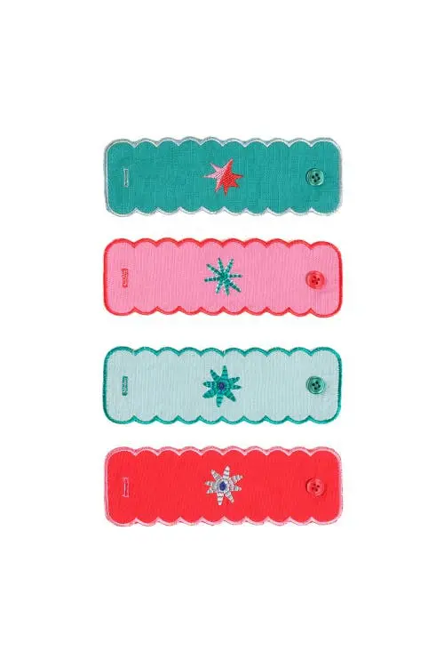 ZSA ZSA ZSU Nilufer 4pcs Digital Printed Embroidered 100% Cotton Napkin Ring Set 2x7 - Multicolor