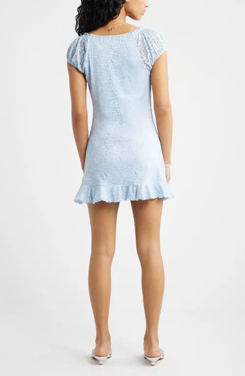 Bp. Floral Lace Mini Dress - Blue Bird