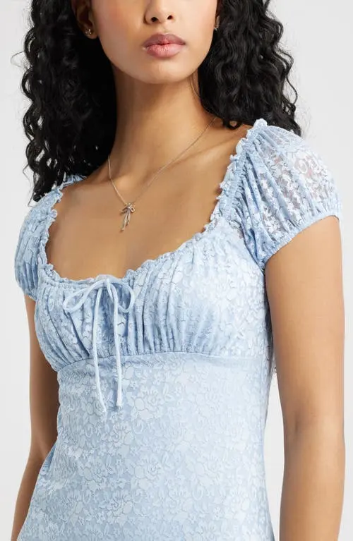 Bp. Floral Lace Mini Dress - Blue Bird