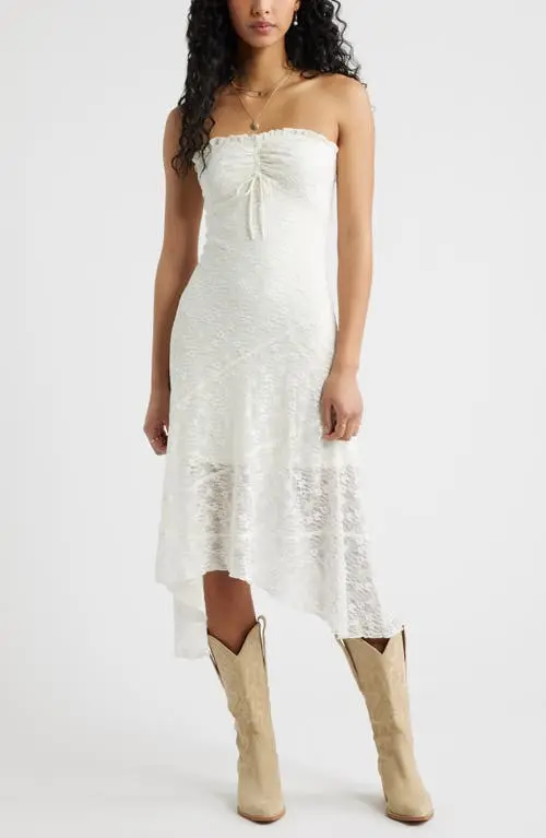 Bp. Strapless Lace Asymmetric Hem Dress - Ivory