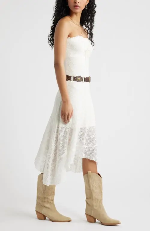 Bp. Strapless Lace Asymmetric Hem Dress - Ivory