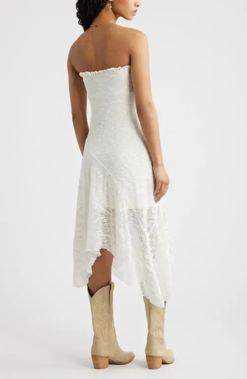 Bp. Strapless Lace Asymmetric Hem Dress - Ivory