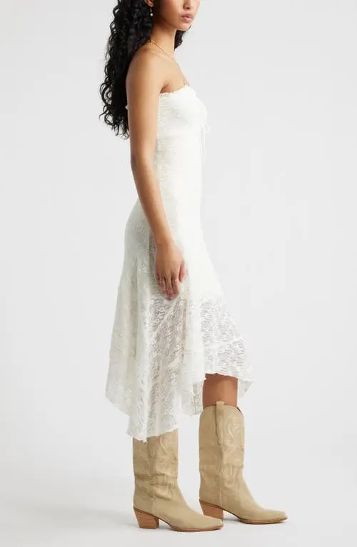 Bp. Strapless Lace Asymmetric Hem Dress - Ivory