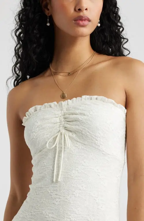 Bp. Strapless Lace Asymmetric Hem Dress - Ivory
