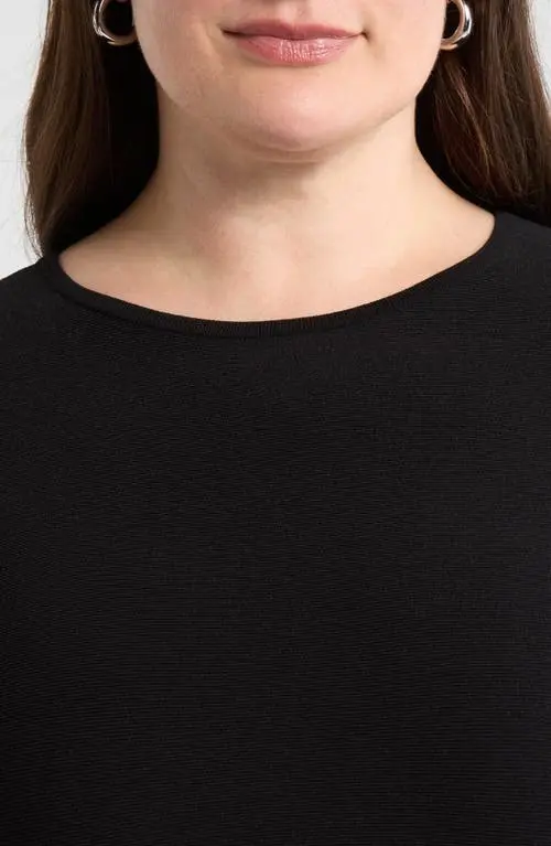 Nordstrom Short Sleeve Peplum Sweater - Black