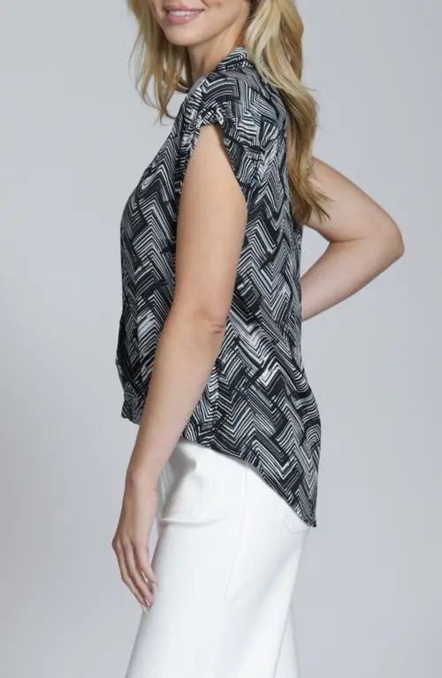APNY Geo Print Faux Wrap Woven Shirt