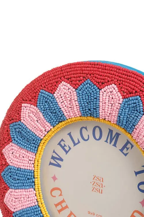 ZSA ZSA ZSU Dadri Round Decorative Beaded Wood Frame Cheerland 7