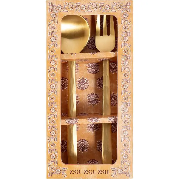 ZSA ZSA ZSU Lotus Set Of 2 Brass Decorative Object Set 6