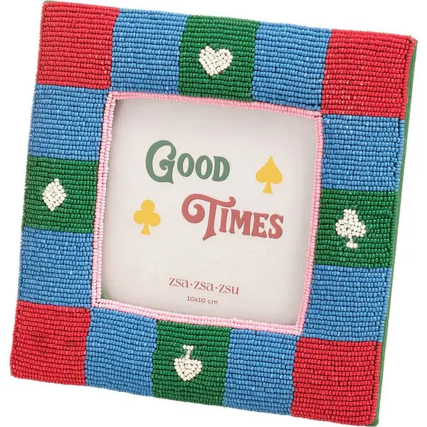 ZSA ZSA ZSU Dadri Decorative Beaded Colorful Frame 7x7 - Blue