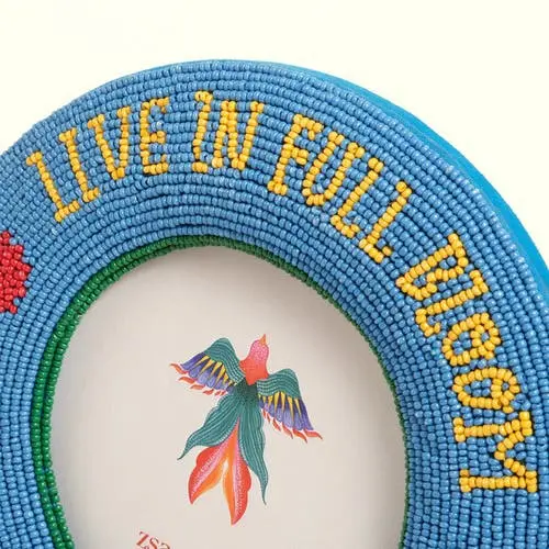 ZSA ZSA ZSU Dadri Round Decorative Beaded Wood Frame Bloom 7