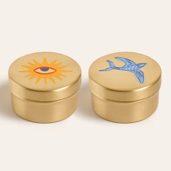 ZSA ZSA ZSU Lotus Brass Decorative Box 2 Pcs Set