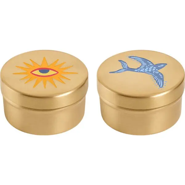 ZSA ZSA ZSU Lotus Brass Decorative Box 2 Pcs Set - Gold