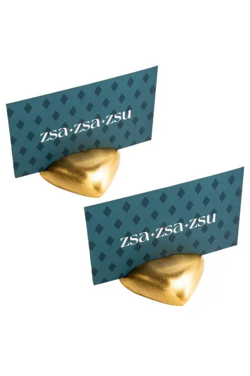 ZSA ZSA ZSU Lotus Brass Card Holder Set Of 2