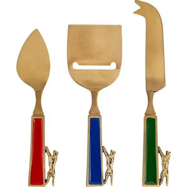 ZSA ZSA ZSU Rampur Steel Cheese Serving Set Cheerland Set Of 3 - Gold