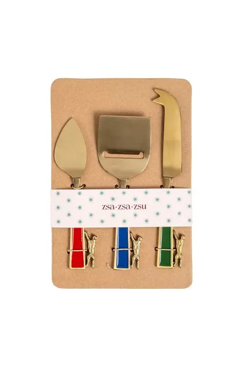 ZSA ZSA ZSU Rampur Steel Cheese Serving Set Cheerland Set Of 3