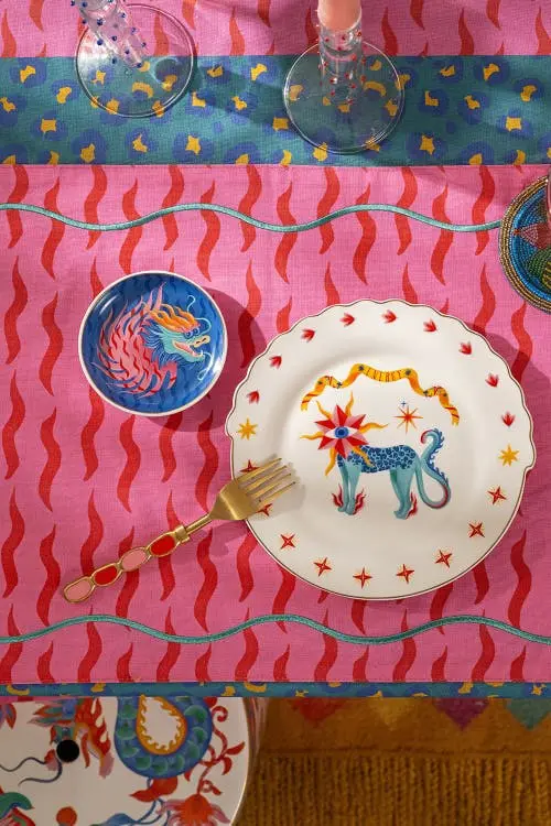ZSA ZSA ZSU Nilufer Digital Printed Embroidered 100% Cotton Placemat 14x20