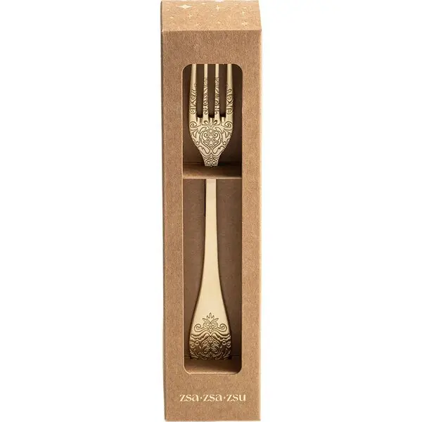 ZSA ZSA ZSU Dume Patterned Stainless Steel Dessert Fork Set Of 4 - Champagne