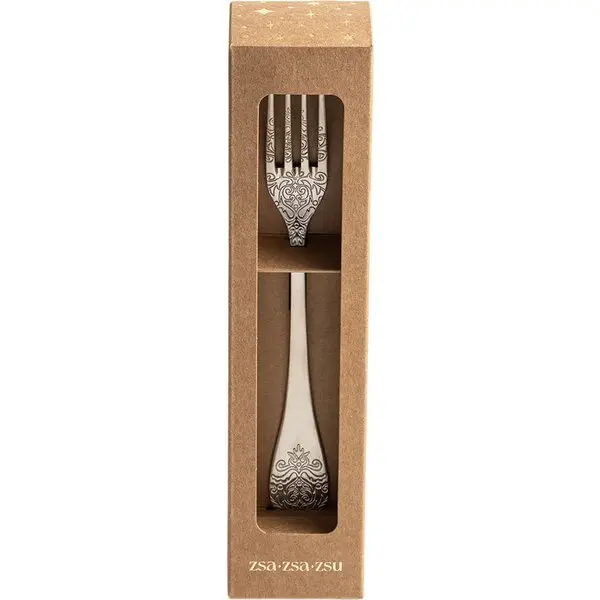 ZSA ZSA ZSU Dume Patterned Stainless Steel Dessert Fork Set Of 4 - Silver