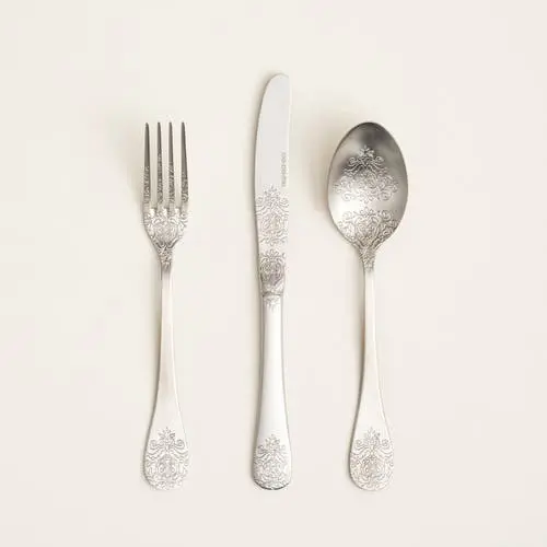 ZSA ZSA ZSU Dume Patterned Stainless Steel Dessert Fork Set Of 4 - Silver