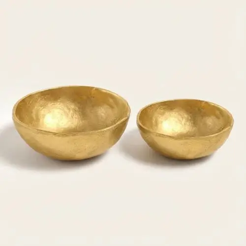ZSA ZSA ZSU Lotus Brass Decorative Object Set 2 Pcs Set - Gold